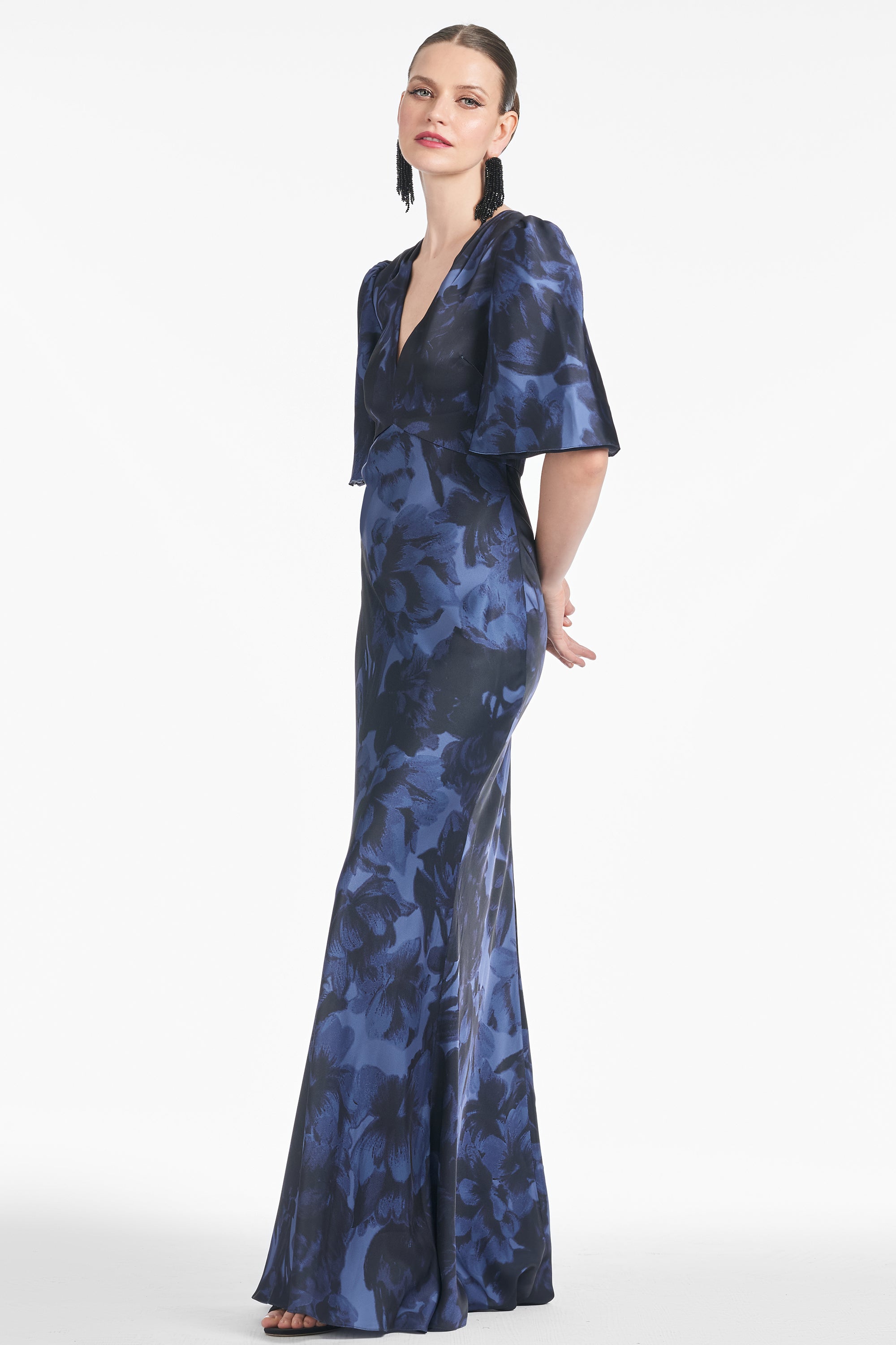 Mae Gown in Deep Ocean Bouquet - Sachin & Babi