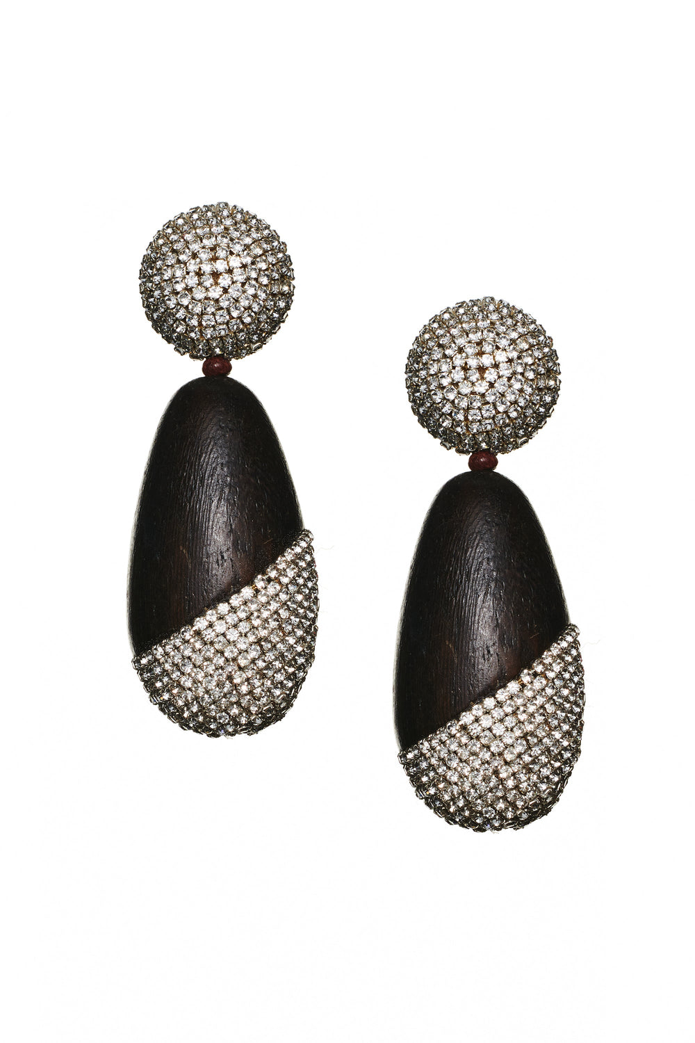 CHRISTINA EARRINGS in ROBLE WOOD/CLEAR CRYSTALS - Sachin & Babi