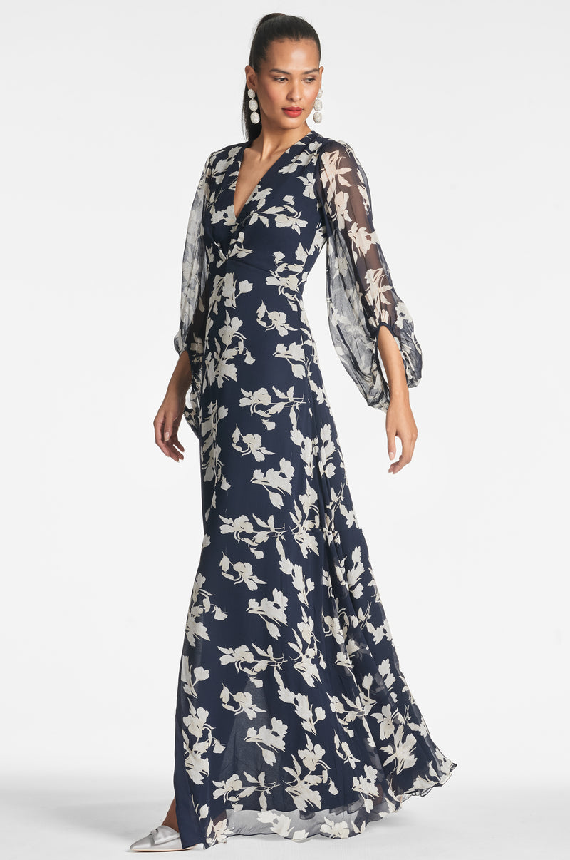 Jenny Gown in Navy Venetia Petal - Sachin & Babi