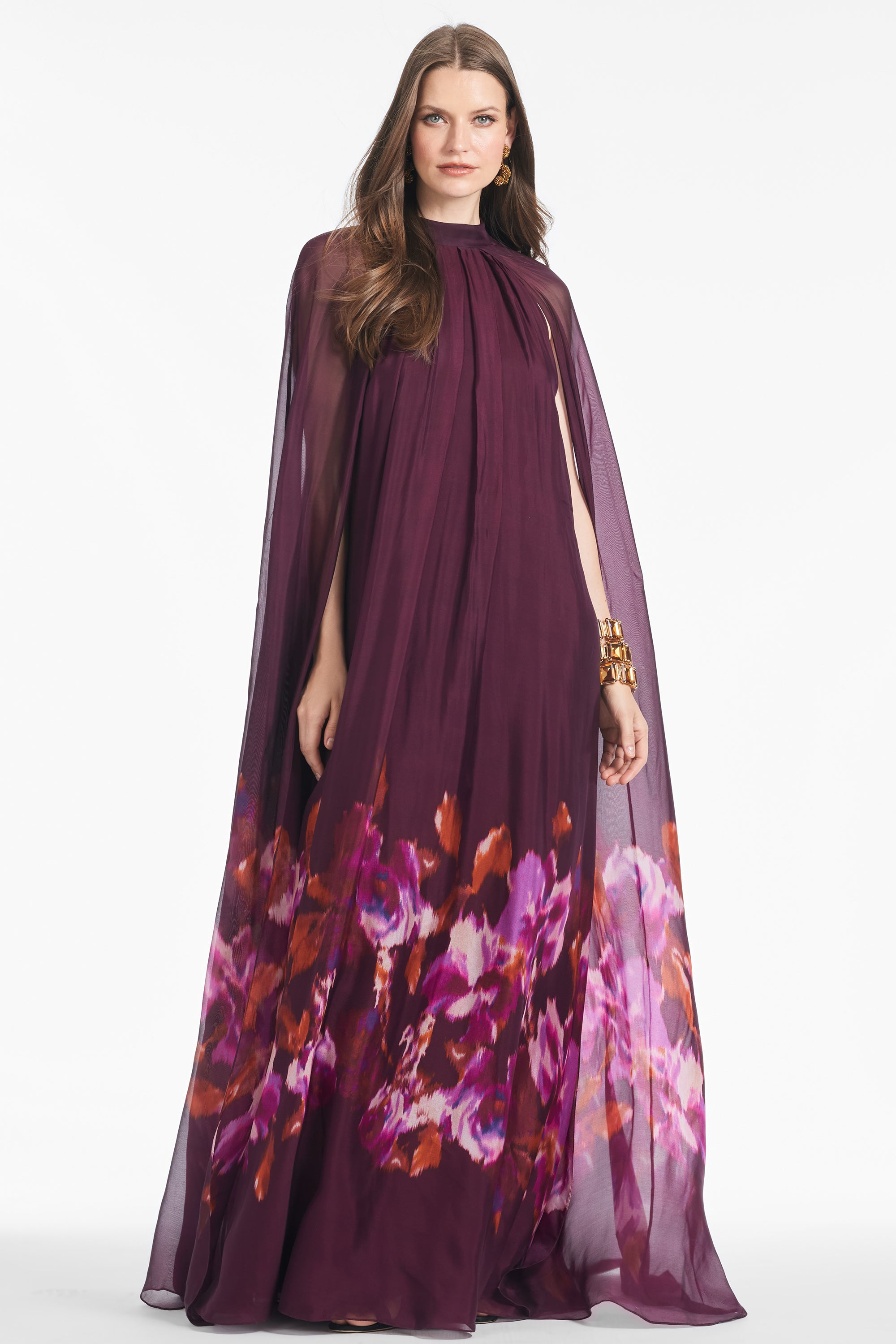 Tiana Gown in Mixed Berry Ikat Border - Sachin & Babi