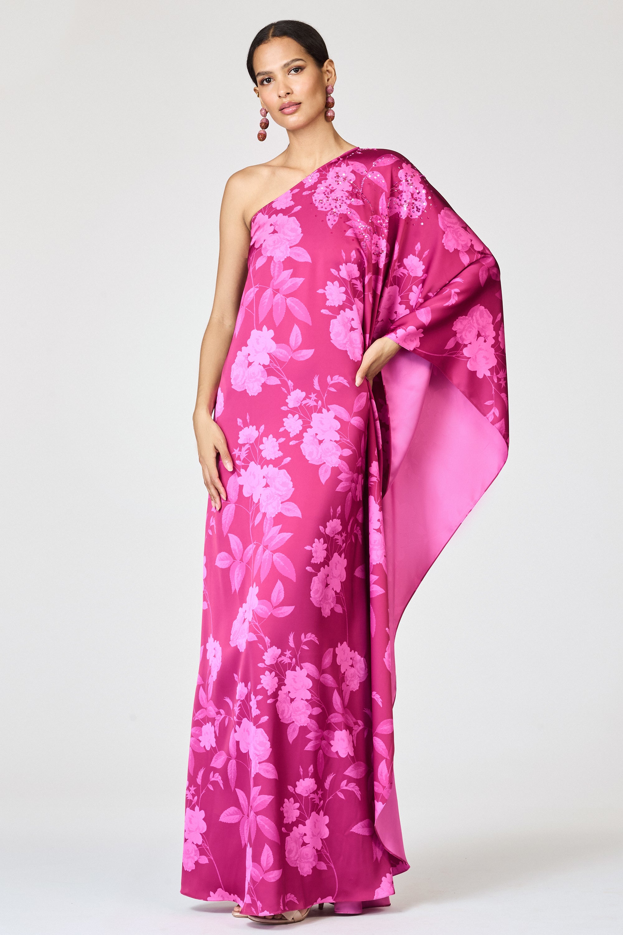 EMBELLISHED DEMI GOWN in RHODOLITE ROSES - Sachin & Babi