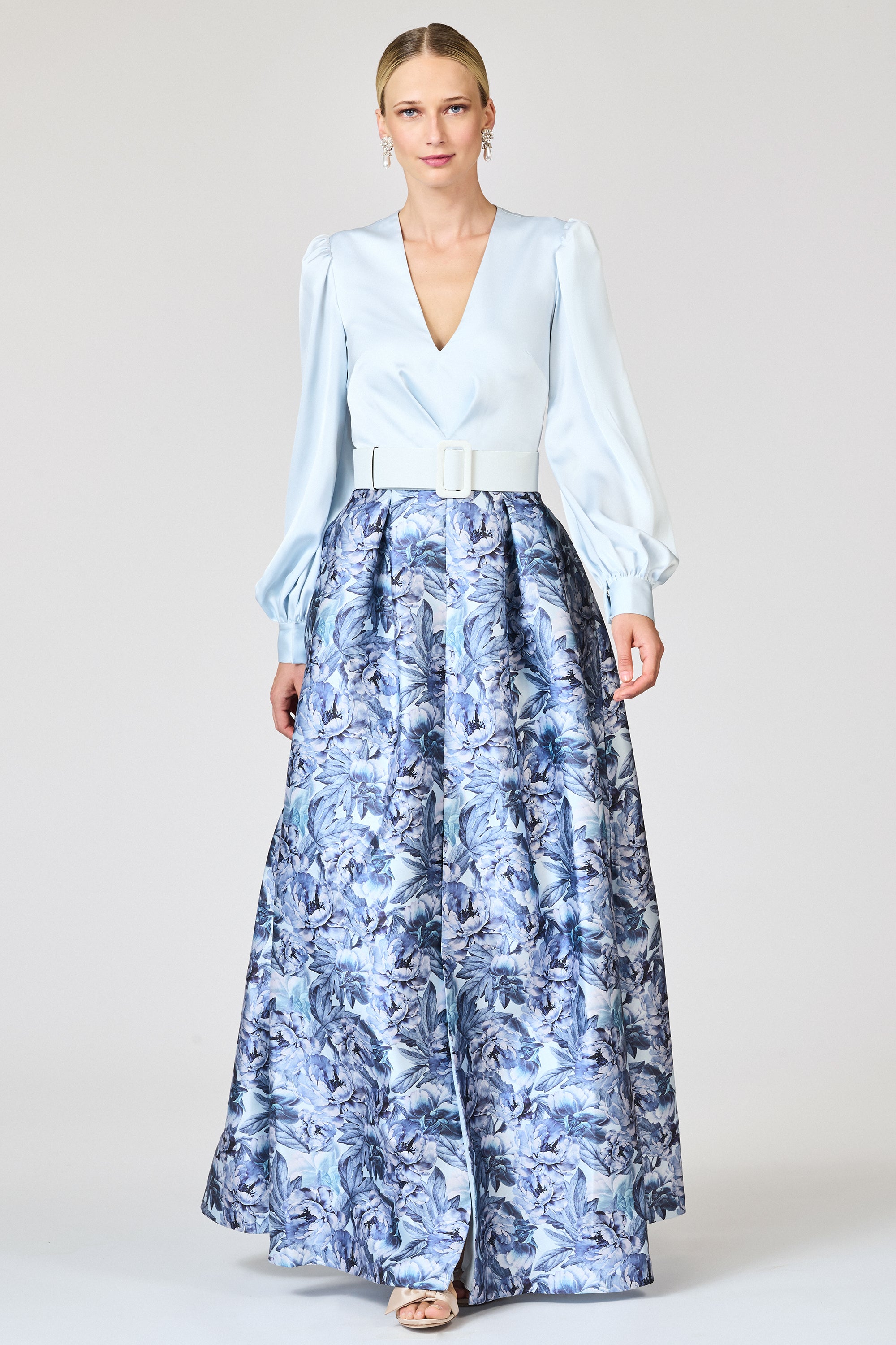 ZERENA GOWN in CELESTIAL BLUE/FROZEN FLORA - Sachin & Babi