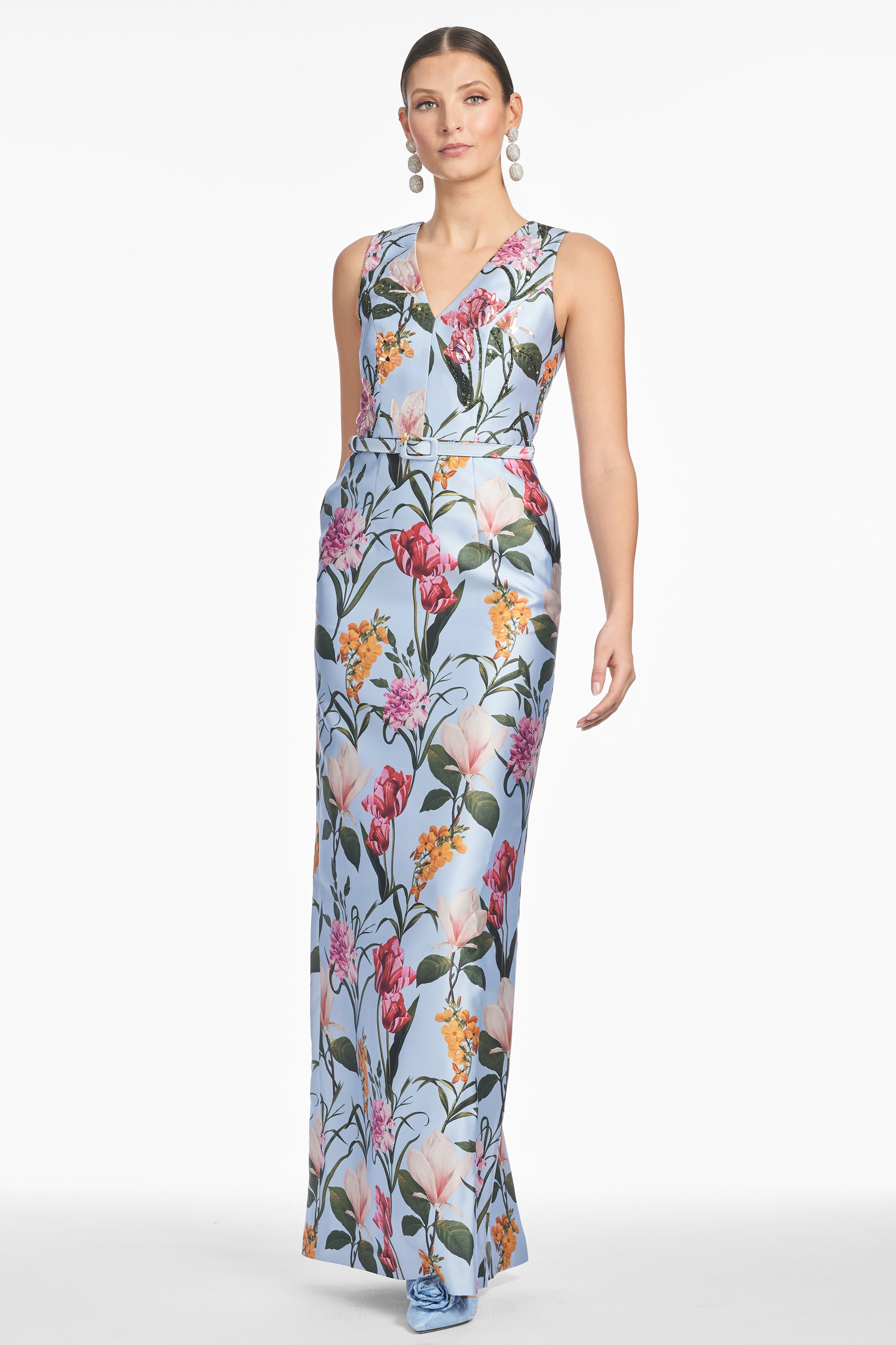 ADELLYN GOWN in GLACIAL BLUE BLOSSOMS - Sachin & Babi