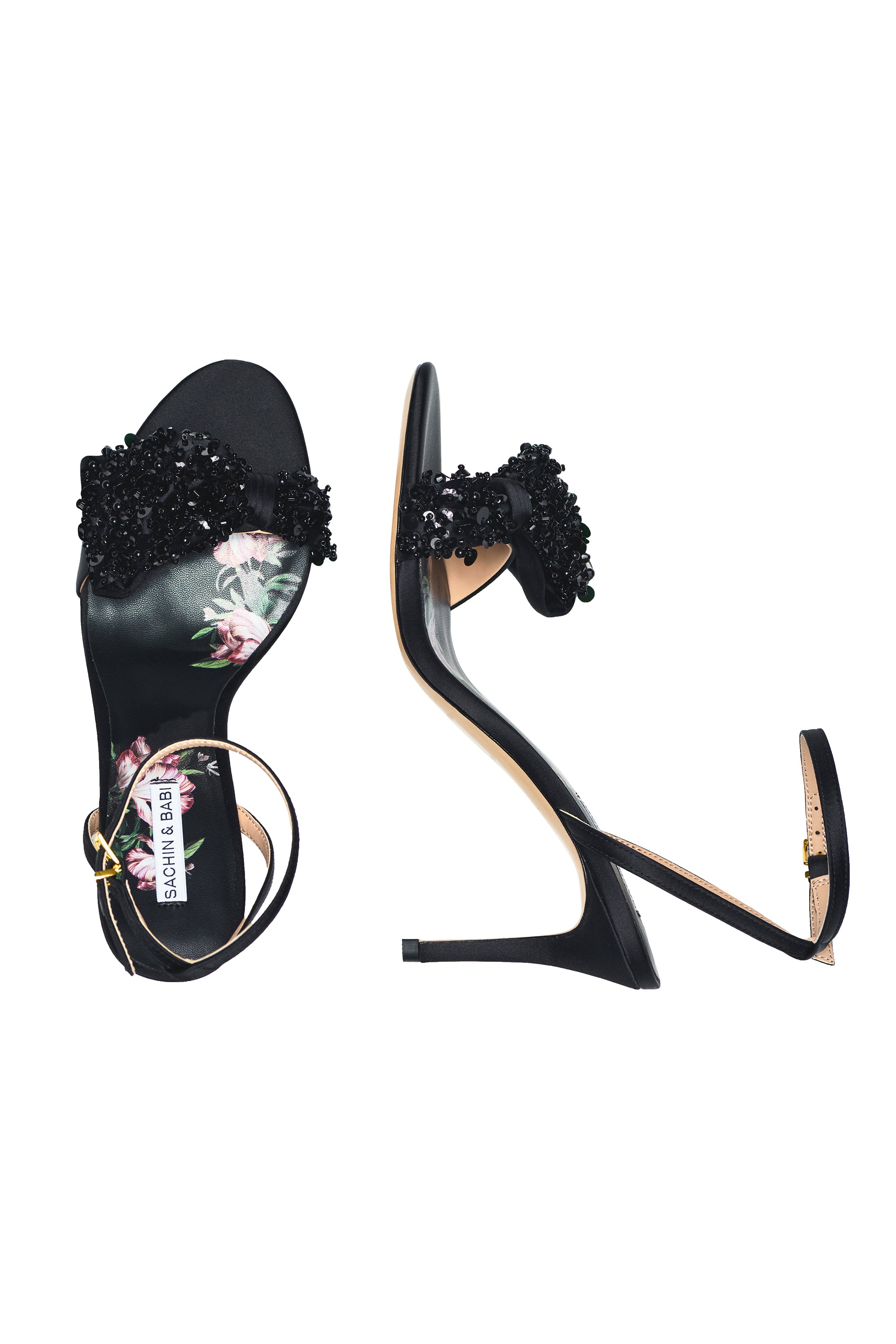 Chelsea Embellished Obi-Bow Open Toe in Black - Sachin & Babi