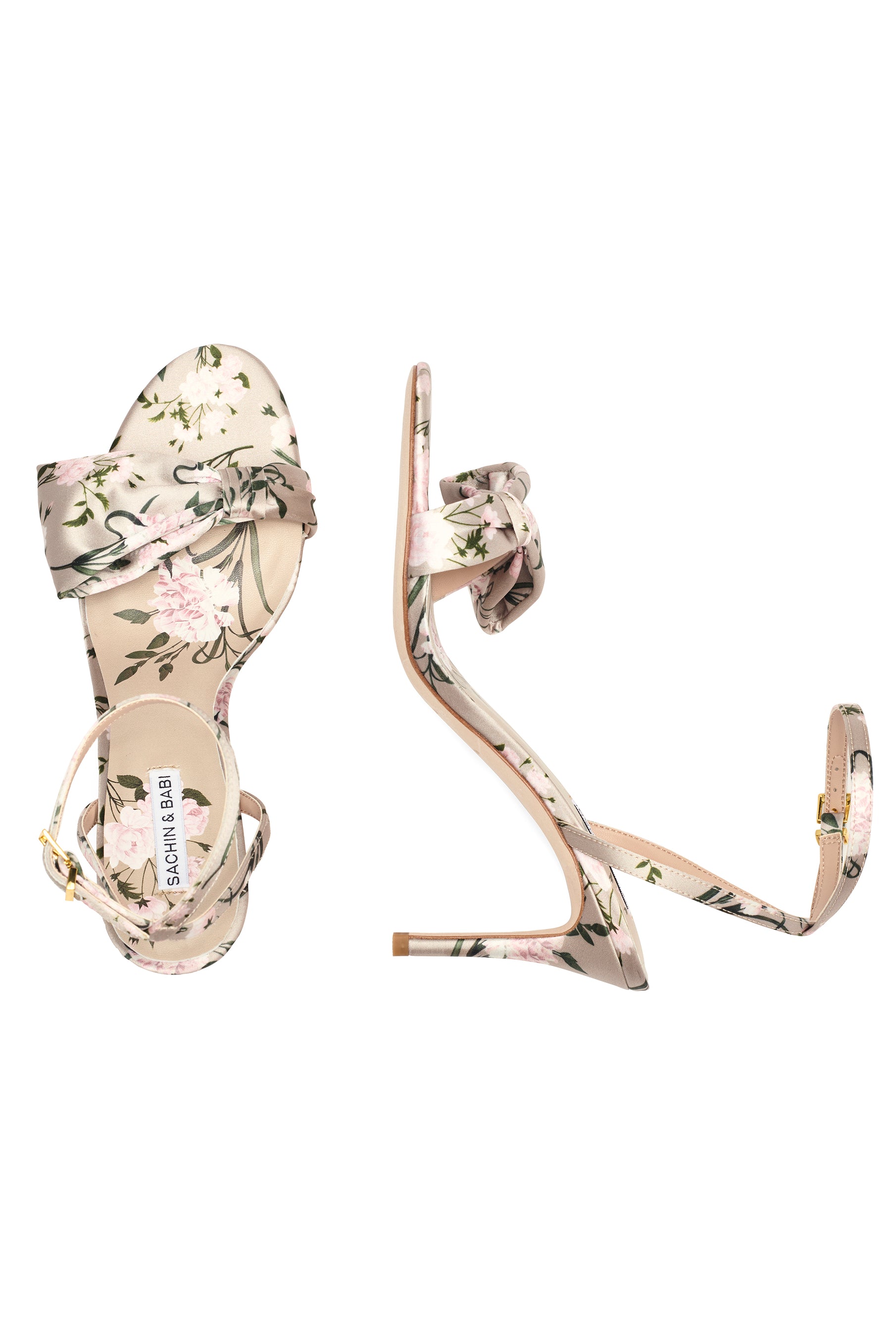 CHELSEA OBI-BOW OPEN TOE in PEWTER ENGLISH ROSE - Sachin & Babi