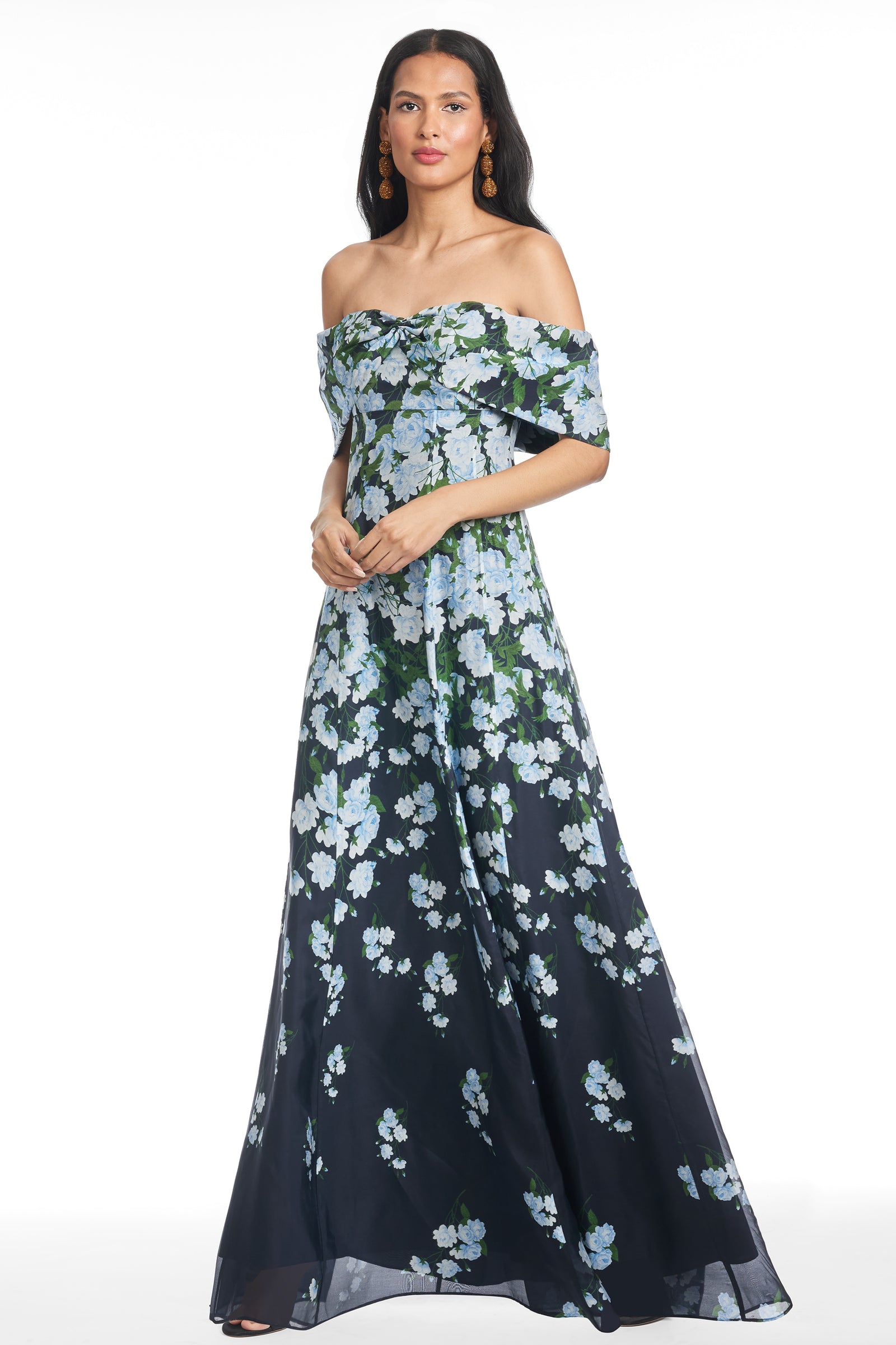 KENNEDY GOWN in NAVY DEGRADE FLORALS - Sachin & Babi