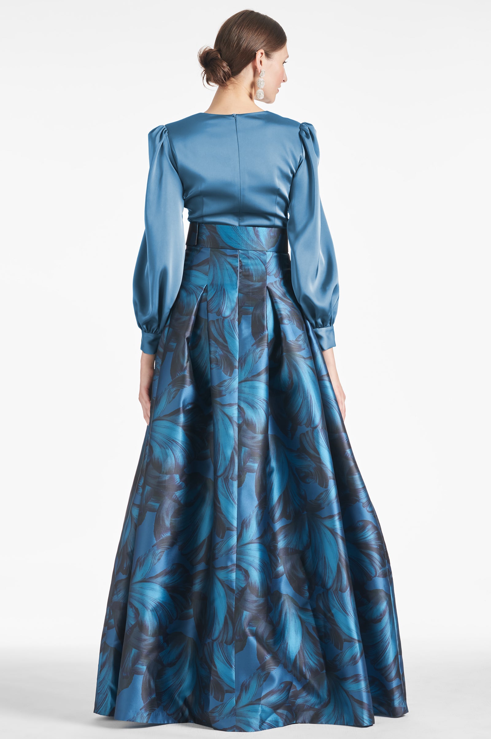 Zoe Gown in Smokey Slate/Tonal Petal - Sachin & Babi