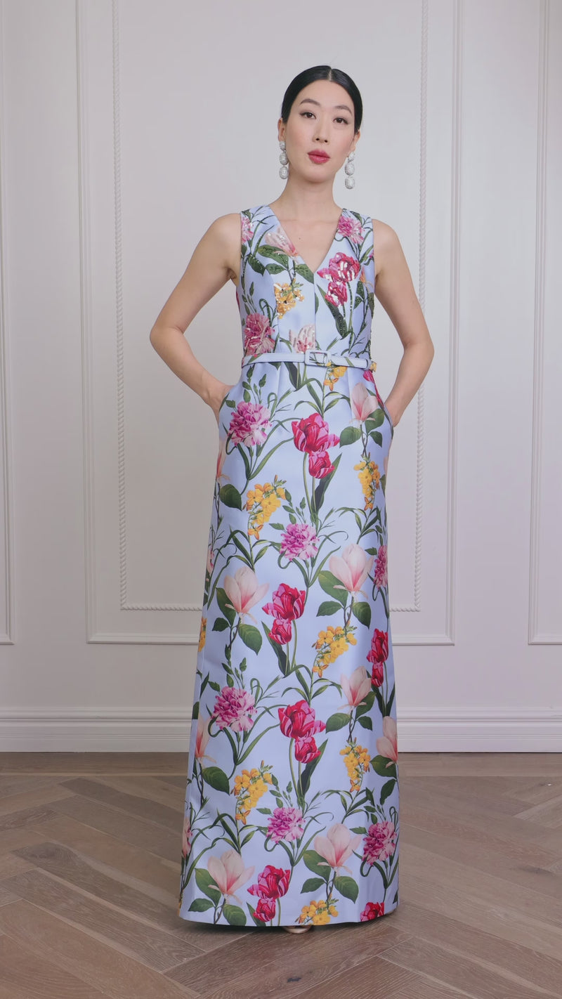 ADELLYN GOWN in GLACIAL BLUE BLOSSOMS - Sachin & Babi