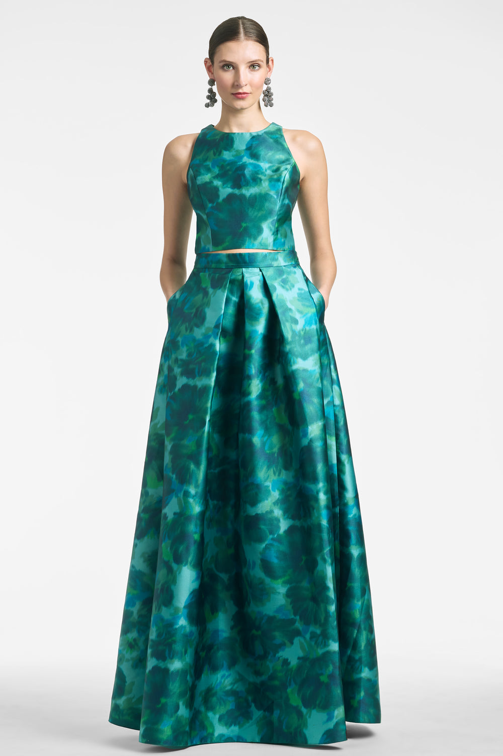 Lexie Top in Emerald Watercolor Floral - Sachin & Babi